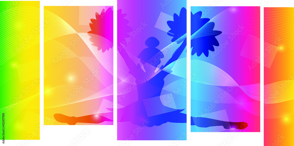 Cheerleading Logo Design. Colorful Sport Background. Dancing Girl ...