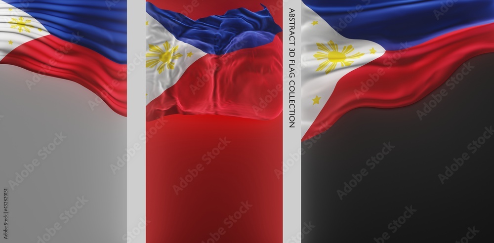 Abstract Philippines Flag 3D Render (3D Artwork) Stock Illustration ...