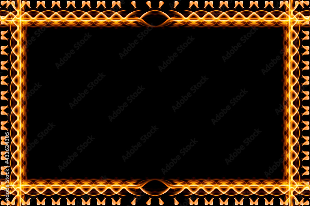 Minimalist luxury fire flame textured border frame with free space on ...