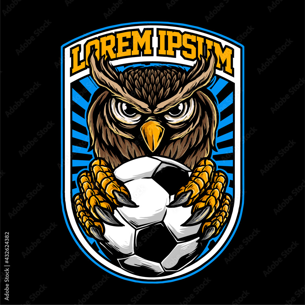 vector of head of the owl hold a soccer ball for football club logo ...