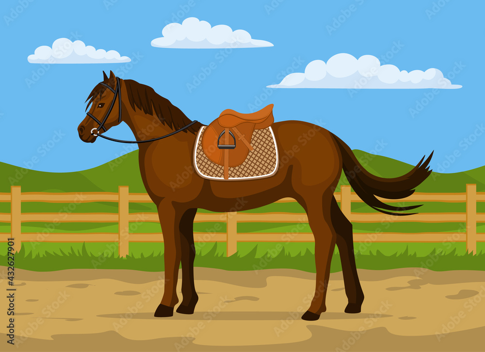 Horse ranch cartoon vector illustration Stock Vector | Adobe Stock