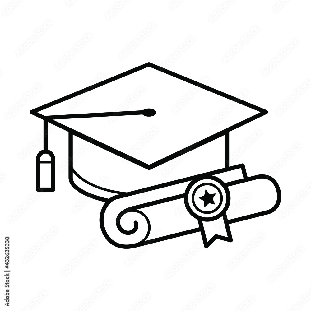 Graduation hat and diploma . Graduation university or college black cap ...