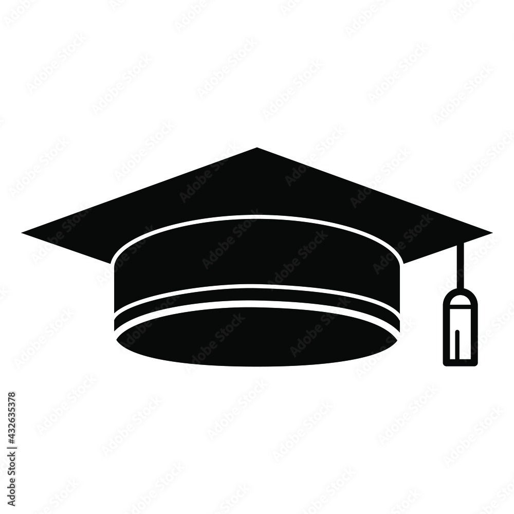 Graduation university or college black cap vector illustration isolated ...