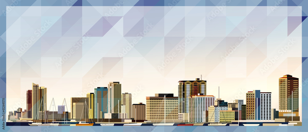 Manila skyline vector colorful poster on beautiful triangular texture ...