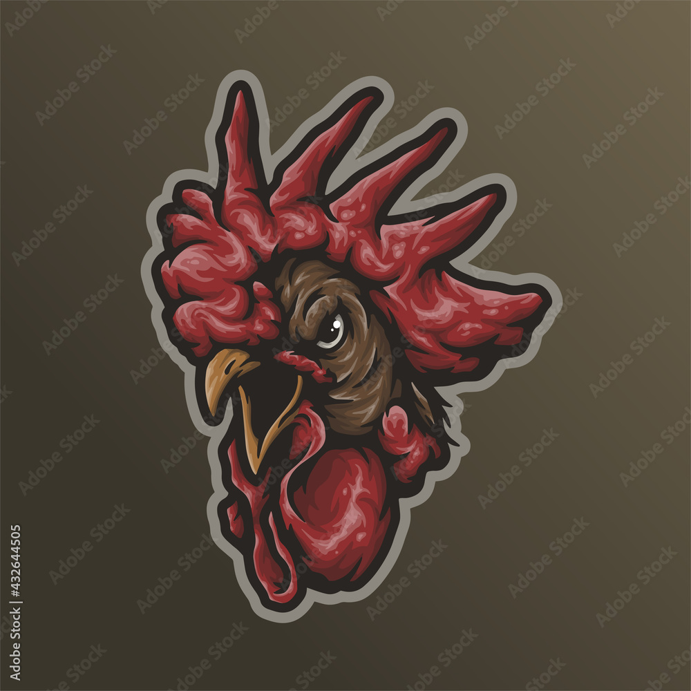 Angry Hot Rooster Head Mascot Vector Logo Illustration Stock Vector ...