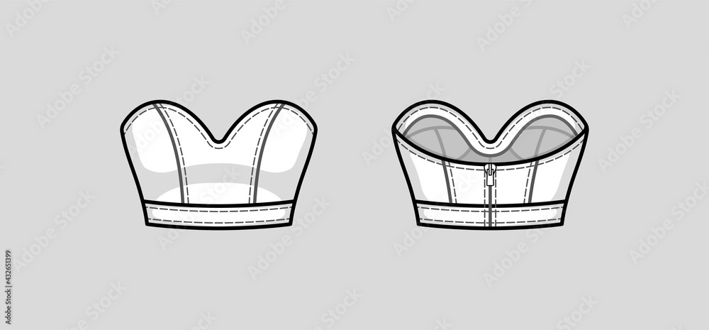 Cropped close-fitting top with strapless sweetheart neckline, banded ...