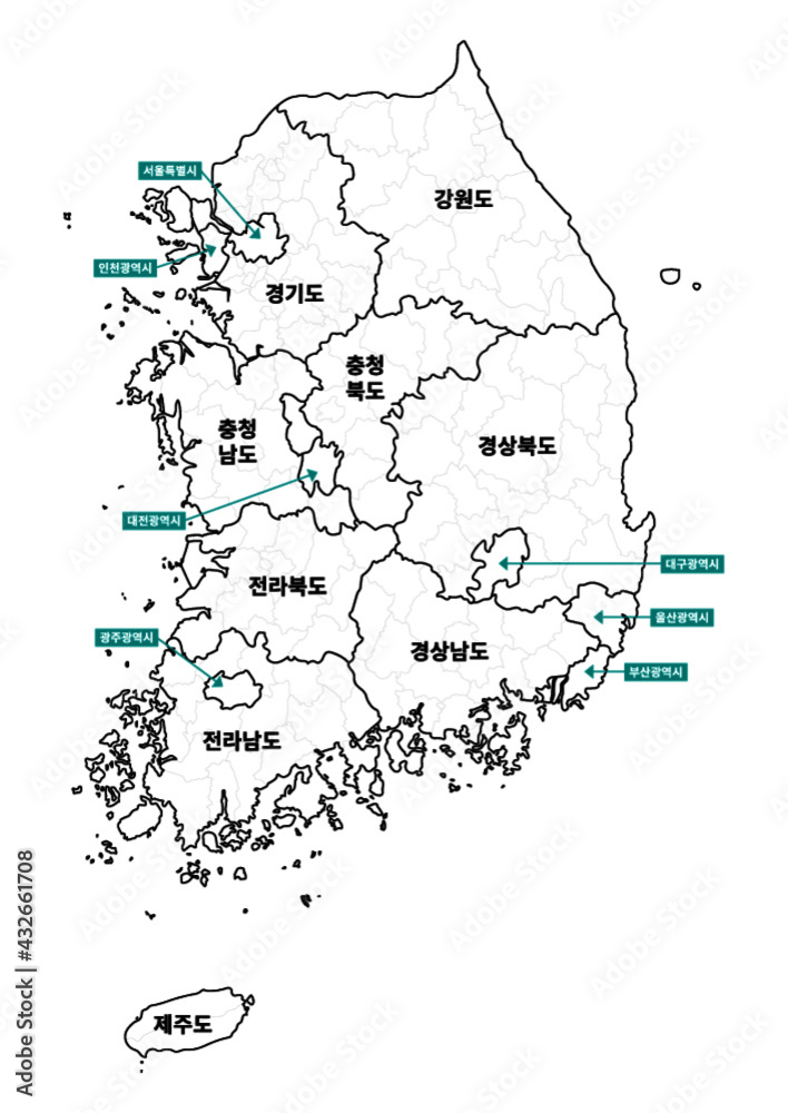 한국 지도 Various maps of Korea Stock Vector | Adobe Stock