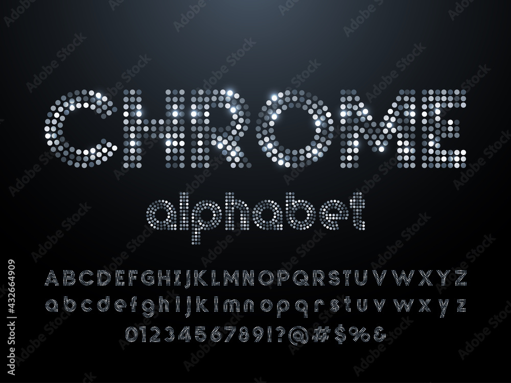 Chrome dotted glittering style alphabet design with uppercase ...