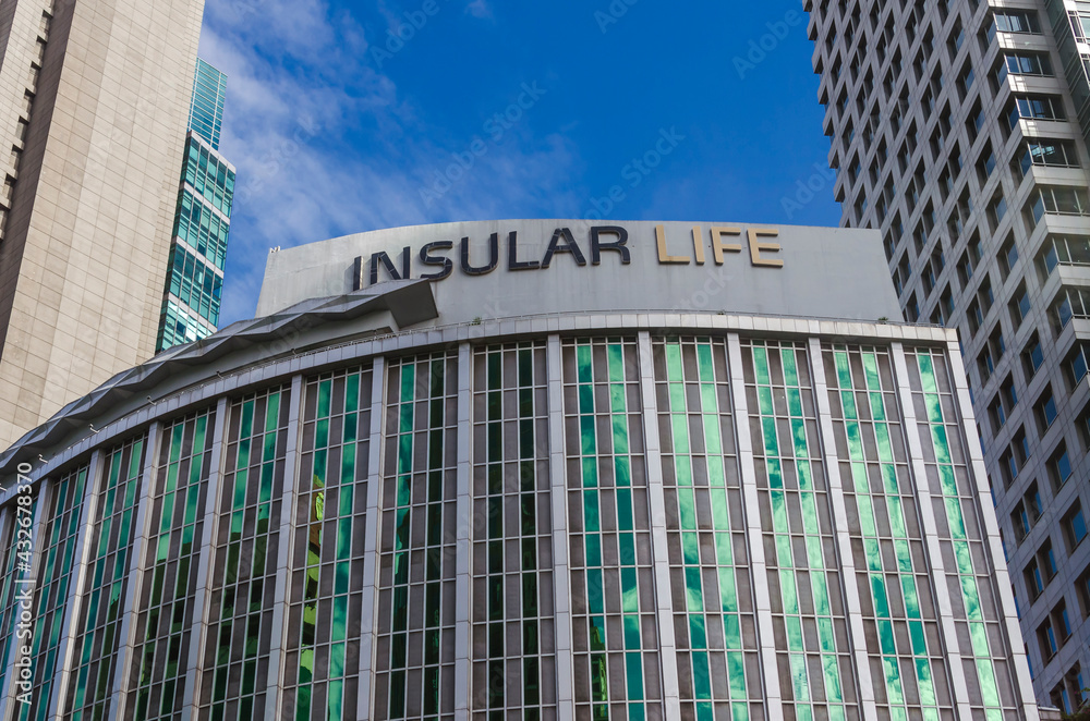 Makati, Metro Manila, Philippines - Insular Life building on the corner ...