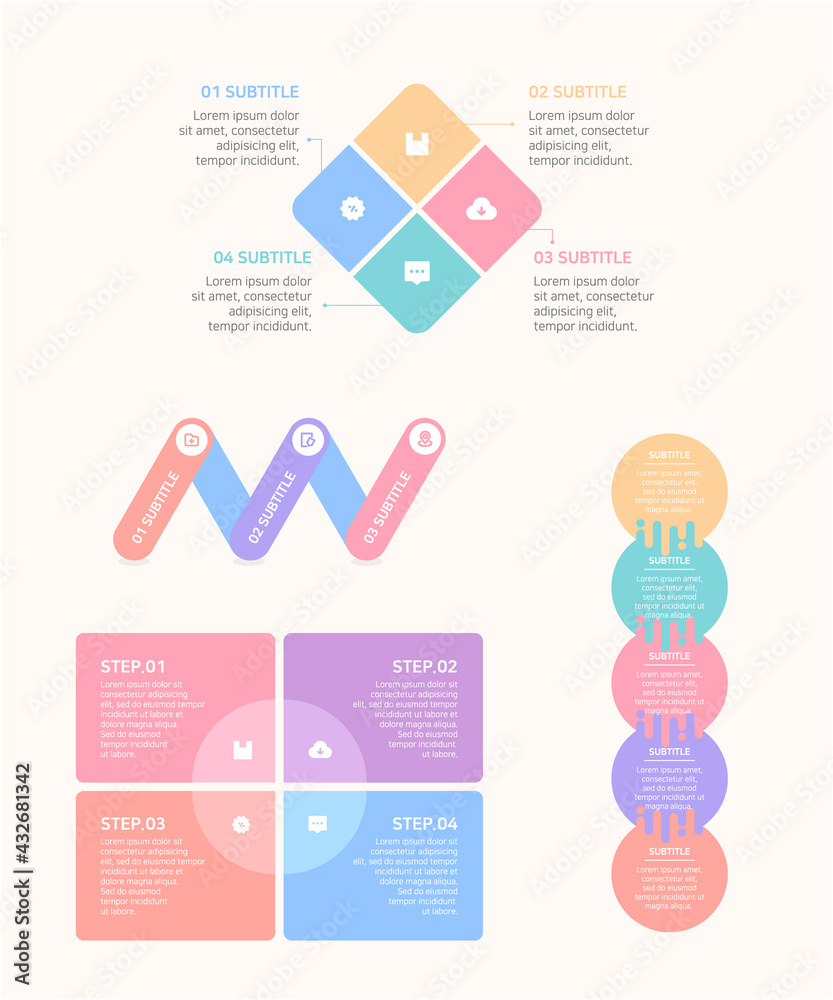 A set of commonly used infographics for presentations, workflow layouts ...