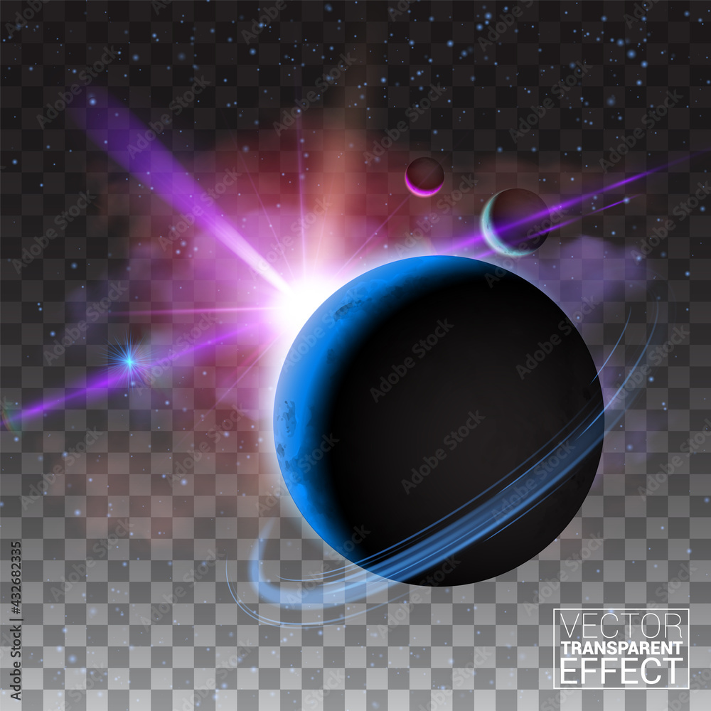 Realistic cosmic glowing planets isolated on transparent background ...