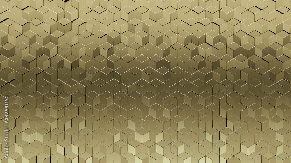 Gold, Diamond shaped Wall background with tiles. 3D, tile Wallpaper ...