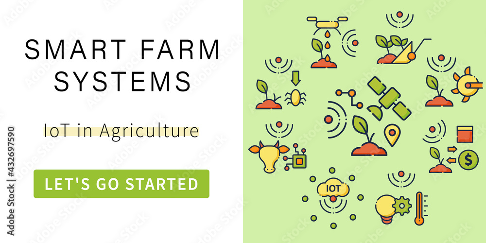 Smart farm banner.IoT in agriculture. Digital farming.Template for ...
