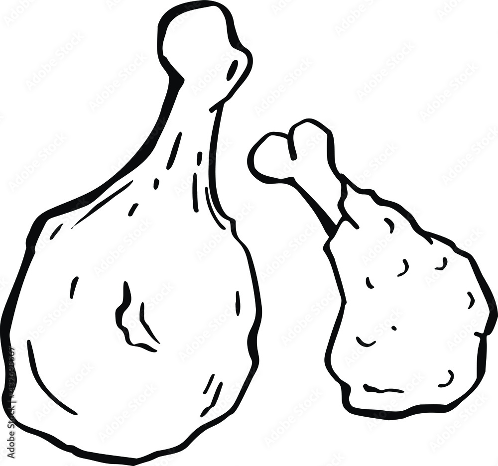 Hand drawn chicken legs. Black color sketch vector illustration ...
