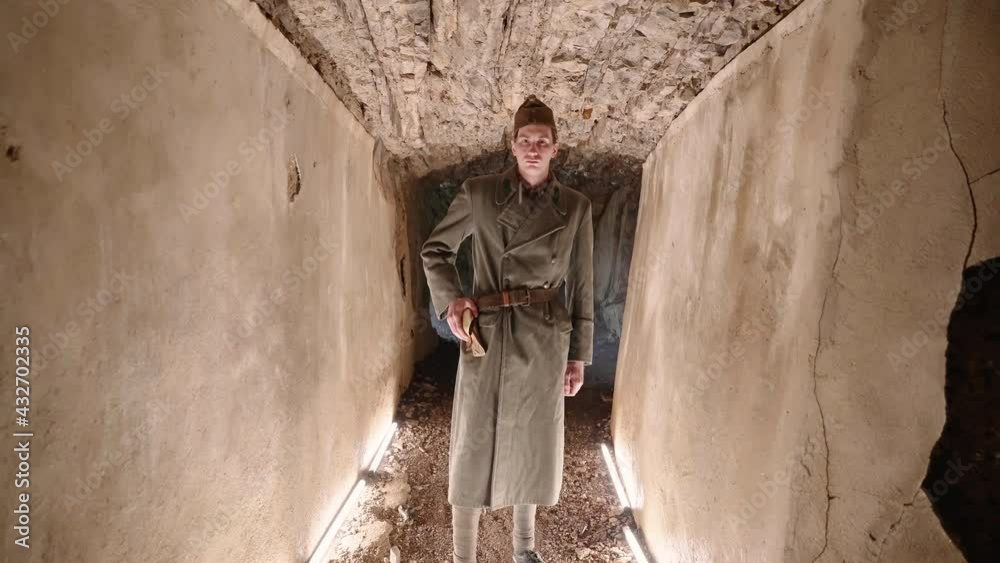 Austro-Hungarian army officer inside the underground tunnel portrait 4K ...
