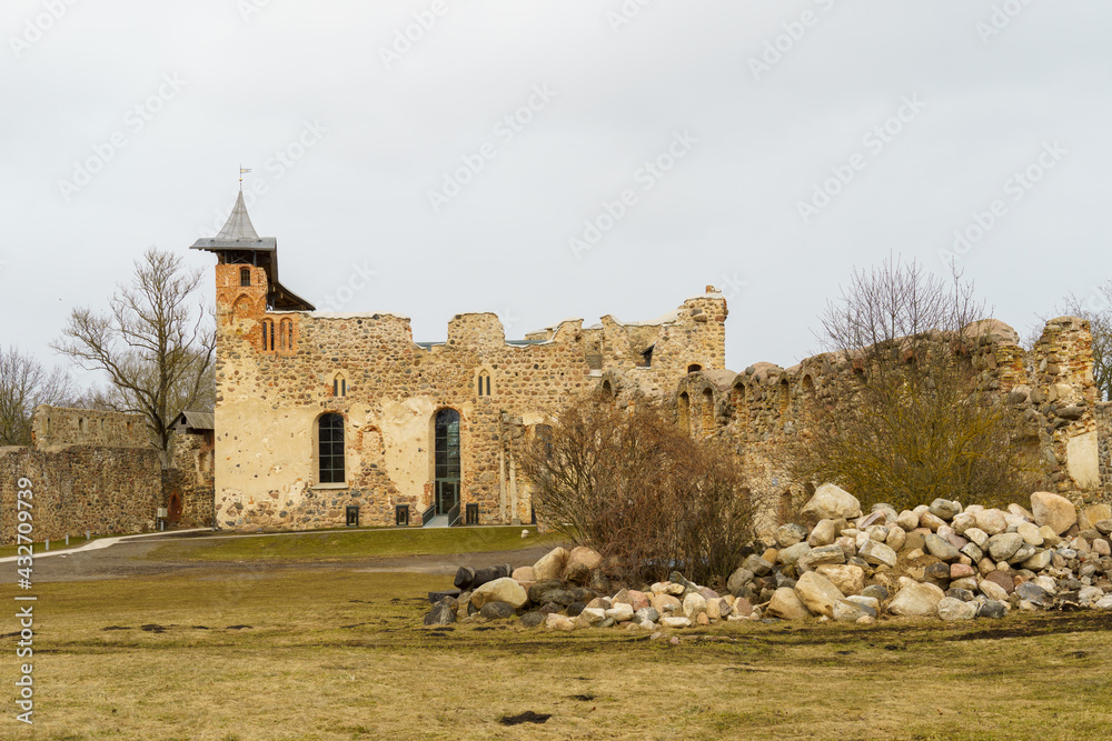 Restored castle ruins Stock Photo | Adobe Stock