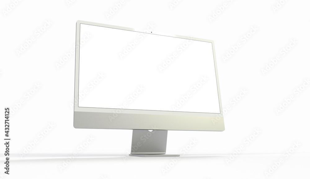 Computer display with blank white screen 3d Stock Illustration | Adobe ...