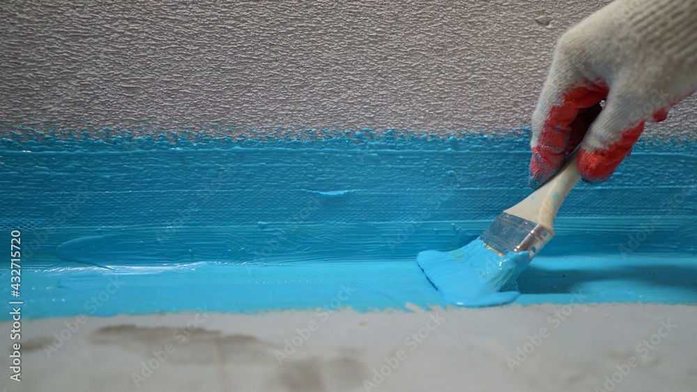 Cover the concrete wall with a cement-polymer waterproofing membrane ...