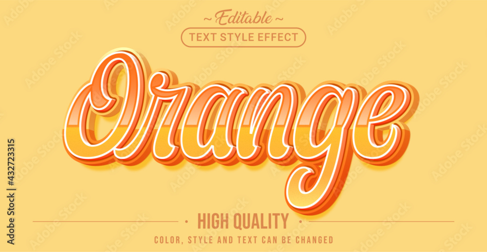 Editable text style effect - Orange text style theme. Stock Vector ...