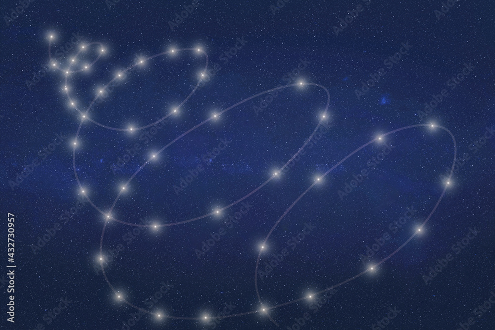 Beautiful spiral fiction constellation with constellation lines. Dream ...