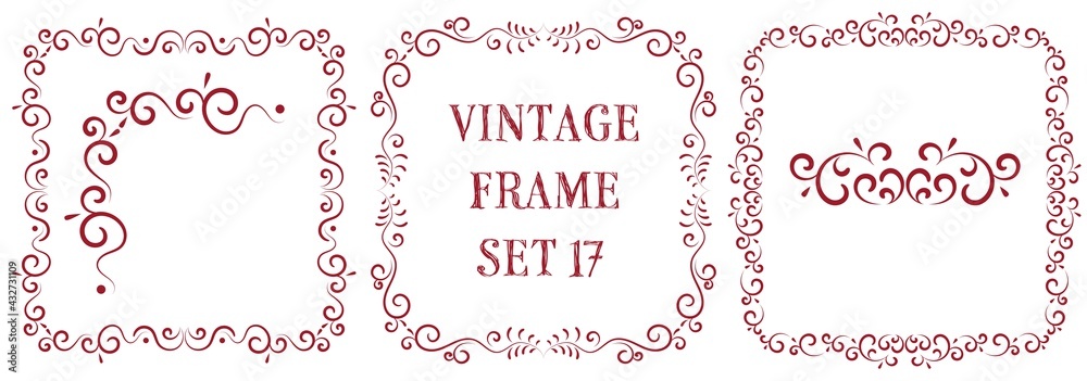 Vintage frame set 17 vector set. Rectangle shaped retro style ...