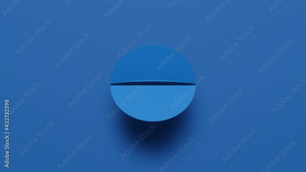 Abstract blue round geometric shape rotates in random direction. 3d ...