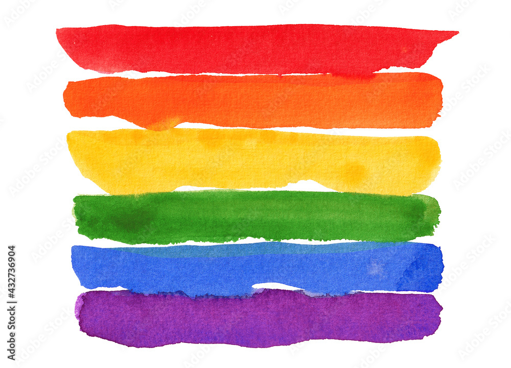Watercolor Hand Painted Colorful Rainbow Set. Pride Flag Isolated Stock ...