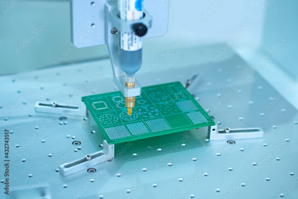 Microchip PCB creation. Microprocessor manufacturing process. Process ...