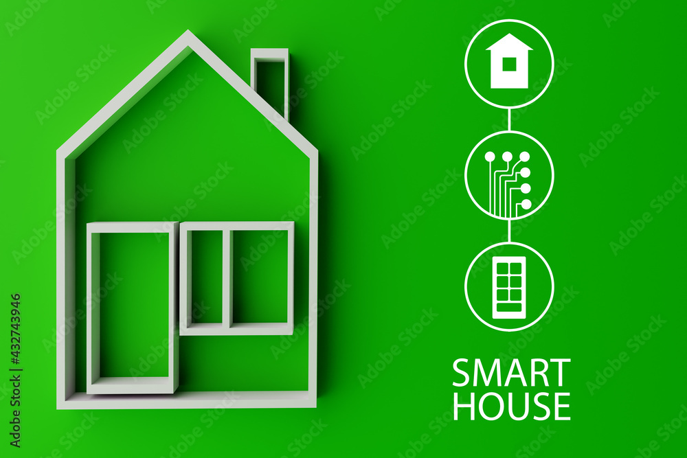 Illustration on theme smart house. Schematic representation of house on ...