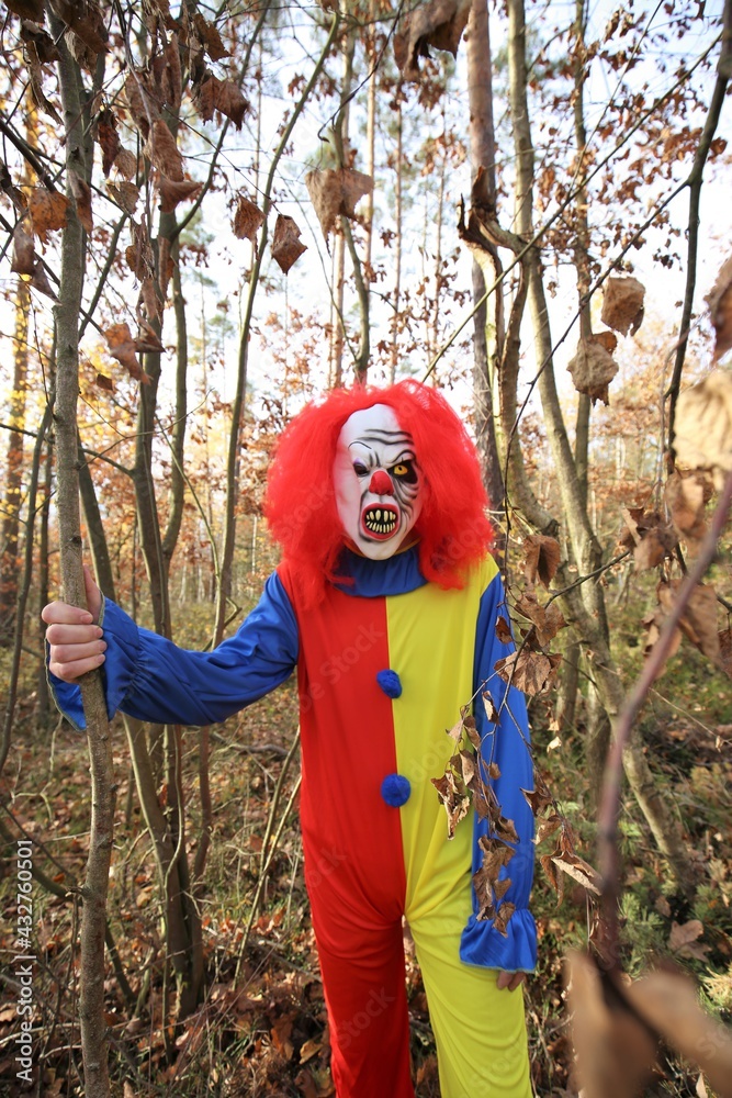 Halloween. Creepy clown halloween costume.Traditional masquerade and ...
