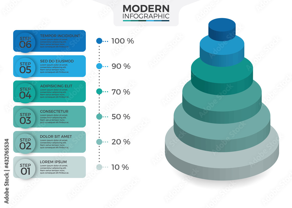 Level pyramid chart infographic design template isolated on white ...
