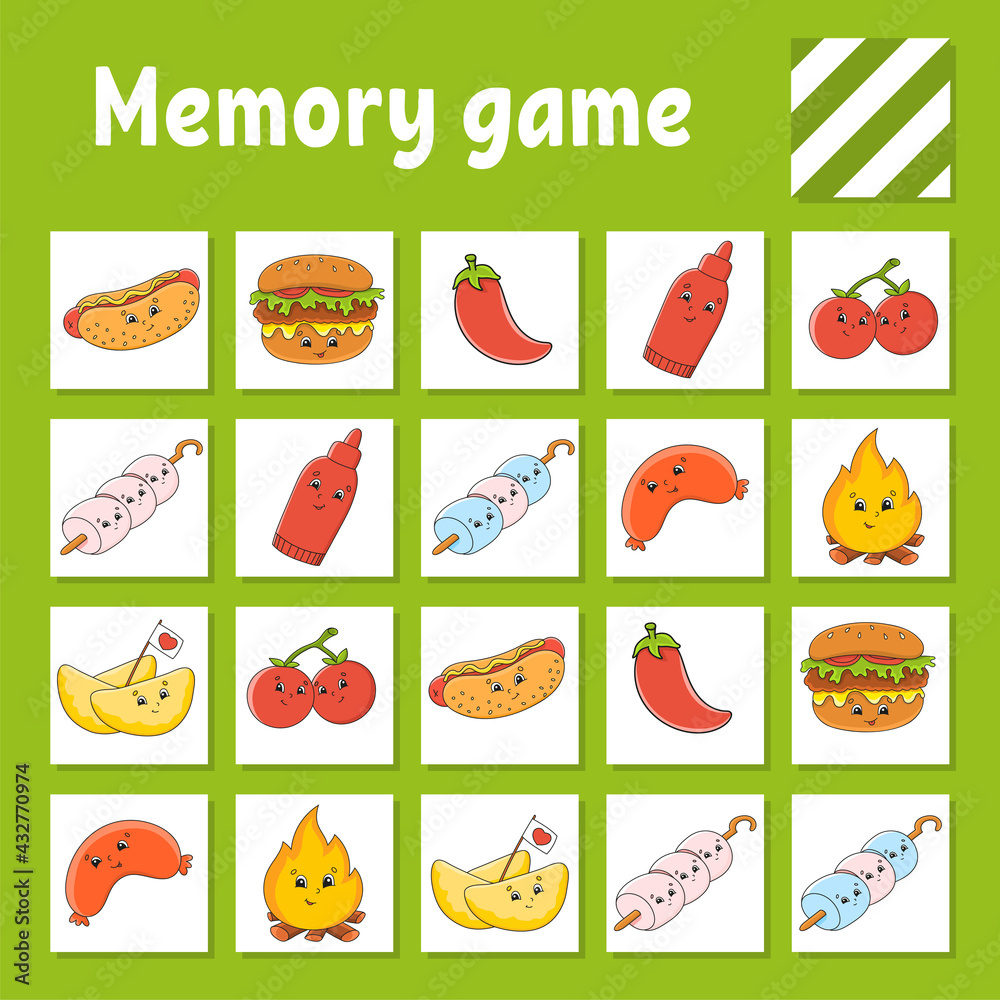 Memory game for kids. Education developing worksheet. Activity page ...