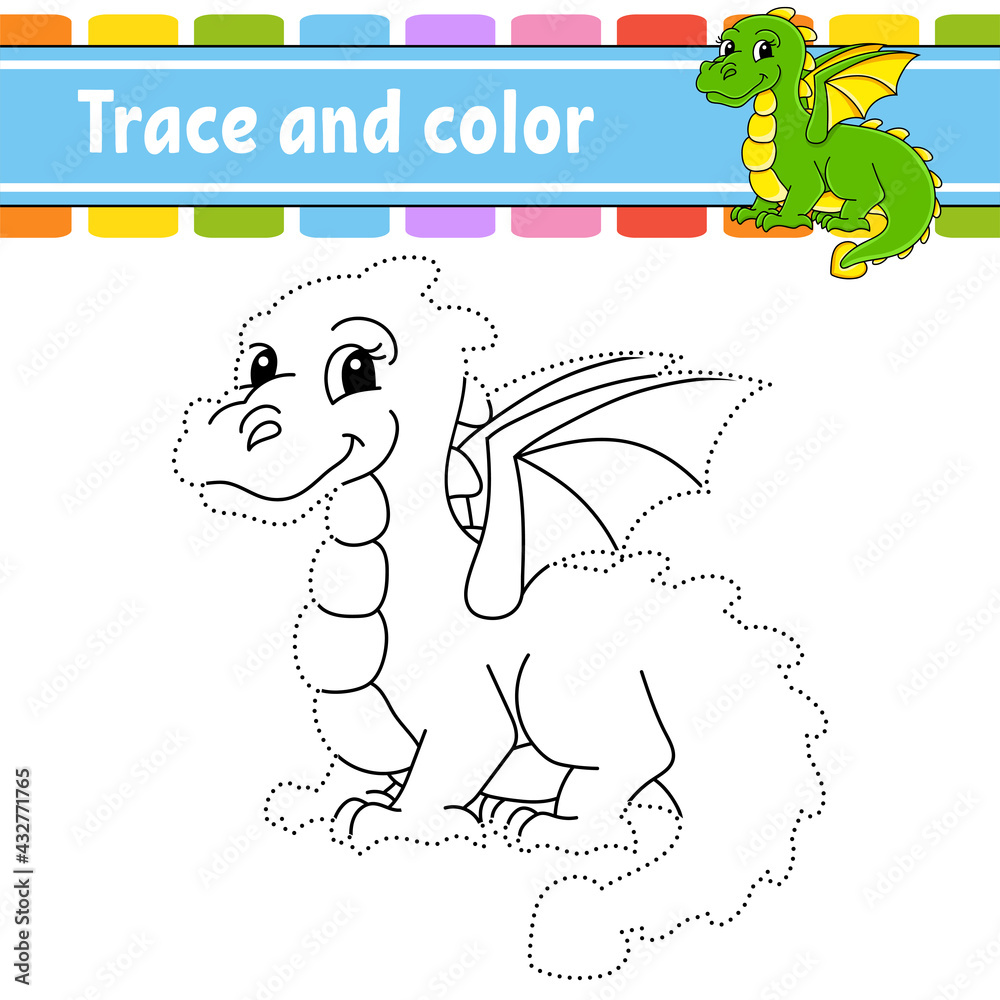 Trace and color. Coloring page for kids. Handwriting practice ...