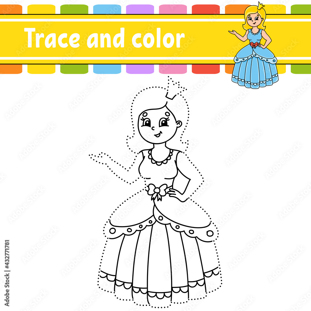 Trace and color. Coloring page for kids. Handwriting practice ...