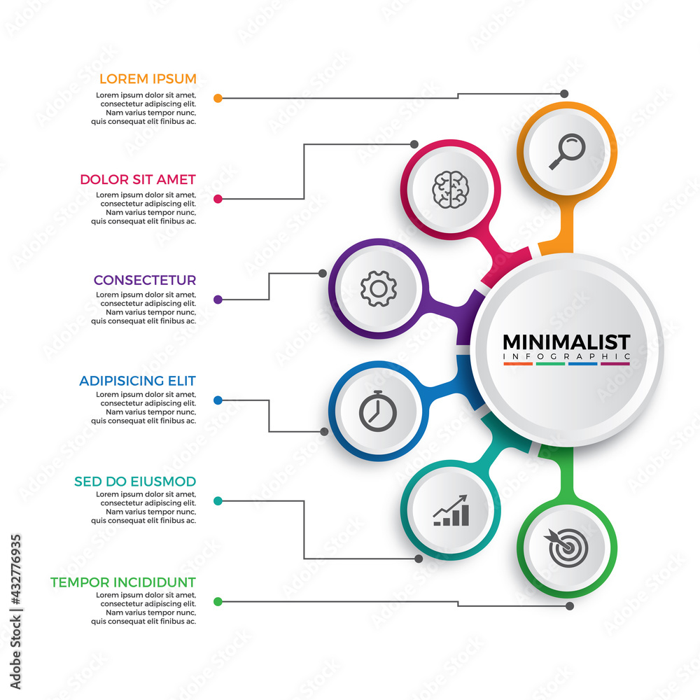 Business infographic process with circle template design with icons and ...
