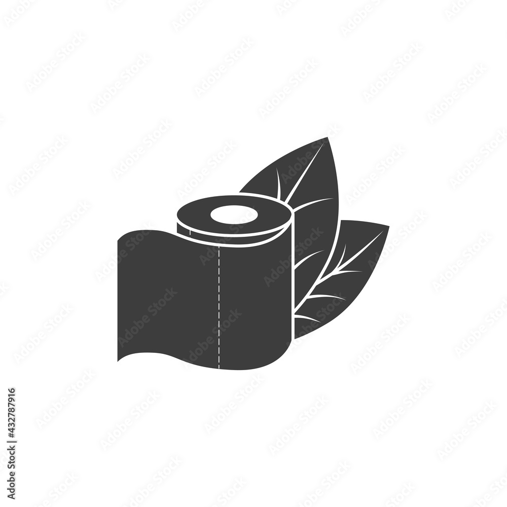 Eco toilet paper icon. WC paper with leaves. Vector illustration Stock ...