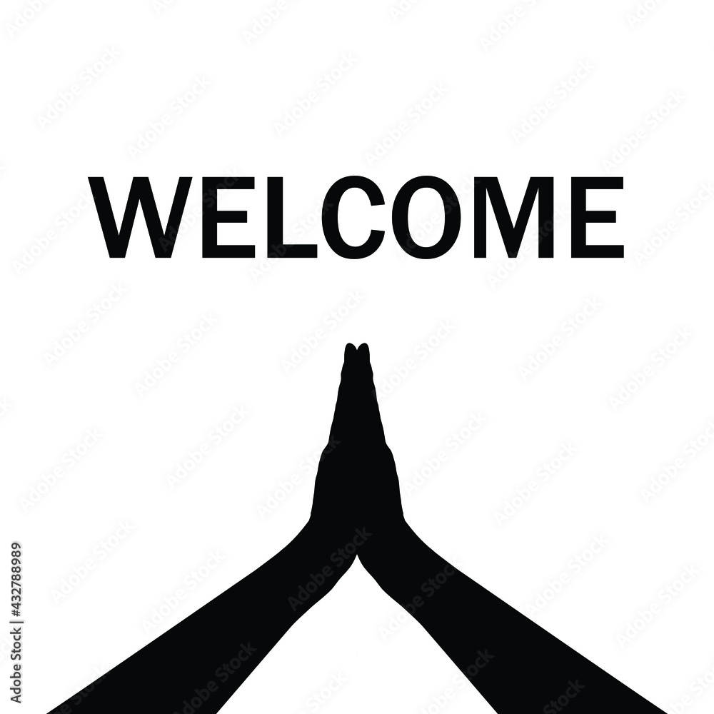 silhouette of welcoming hands or Namaste Hands vector, welcome ...