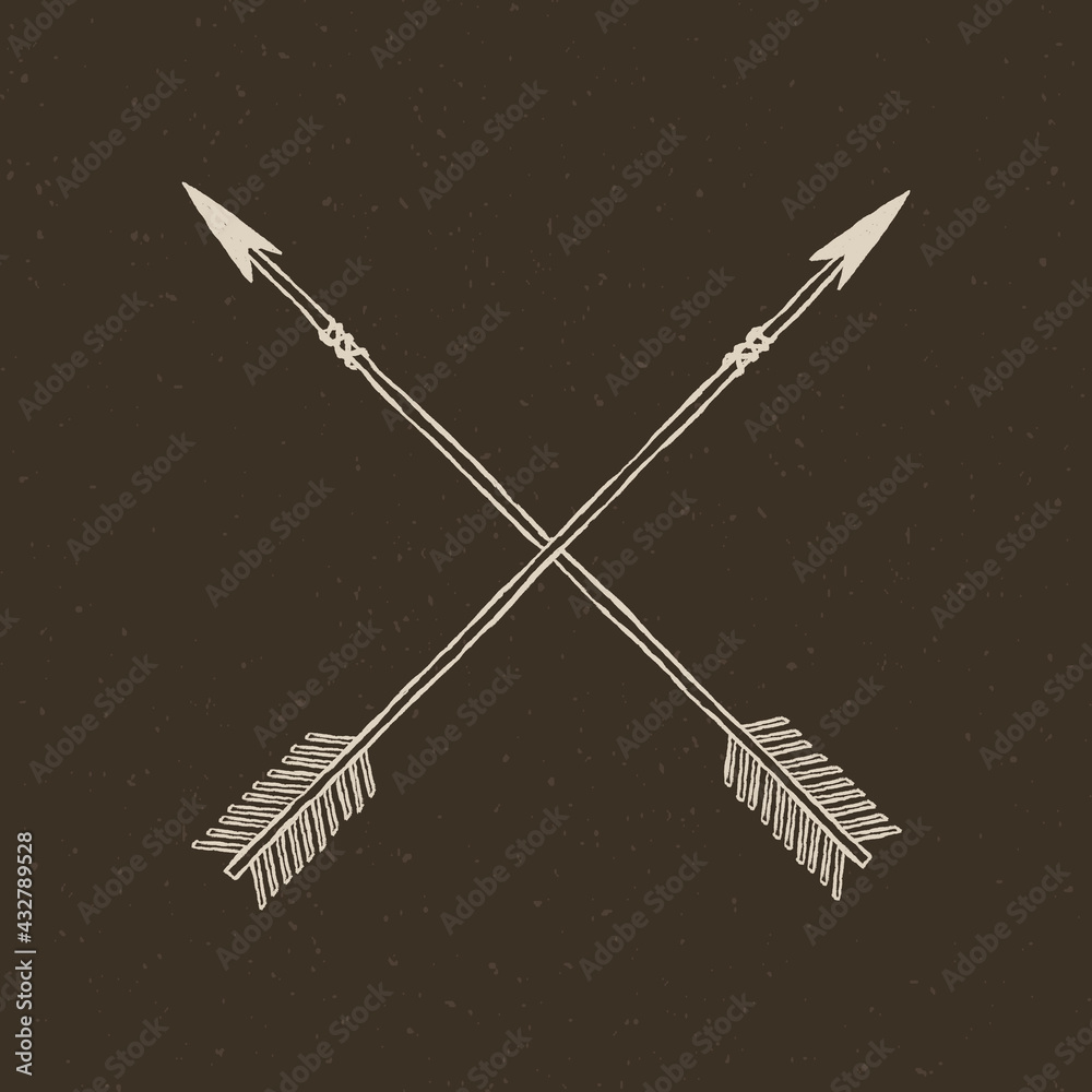 Crossed arrow logo hand drawn in vintage wild west theme Stock ...