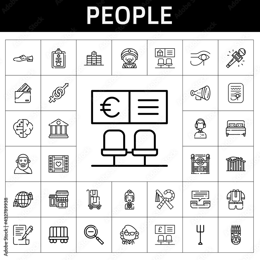 people icon set. line icon style. people related icons such as bed ...