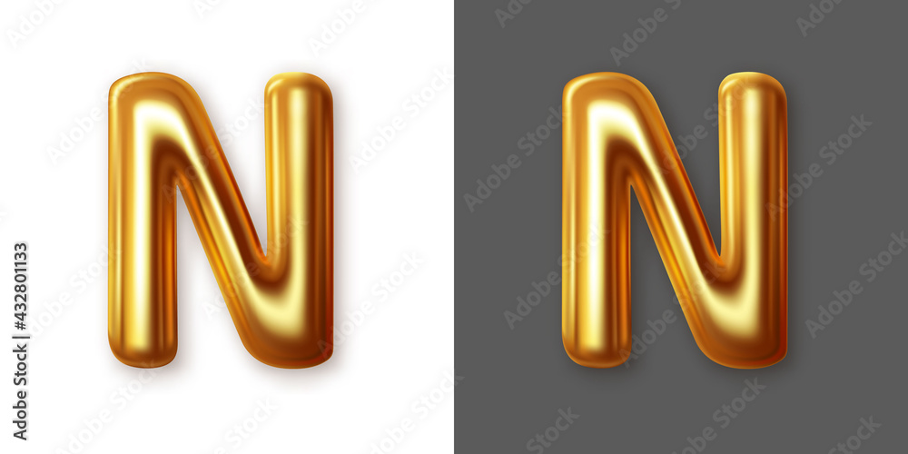 Metallic gold alphabet letter symbol - N. Vector Stock Vector | Adobe Stock