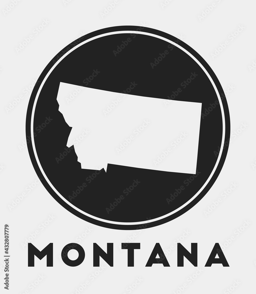 Montana icon. Round logo with us state map and title. Stylish Montana ...