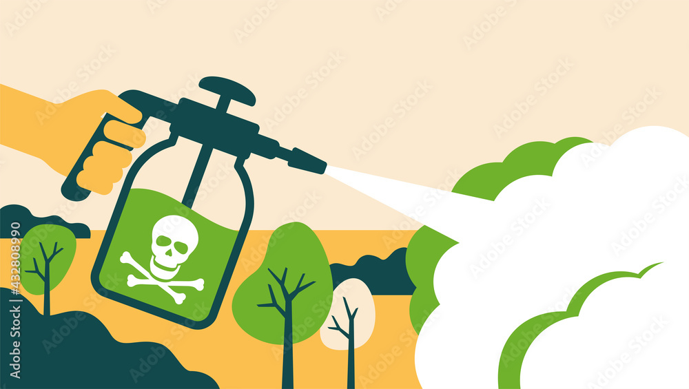 Spraying pesticides - hand holding sprayer Stock Vector | Adobe Stock