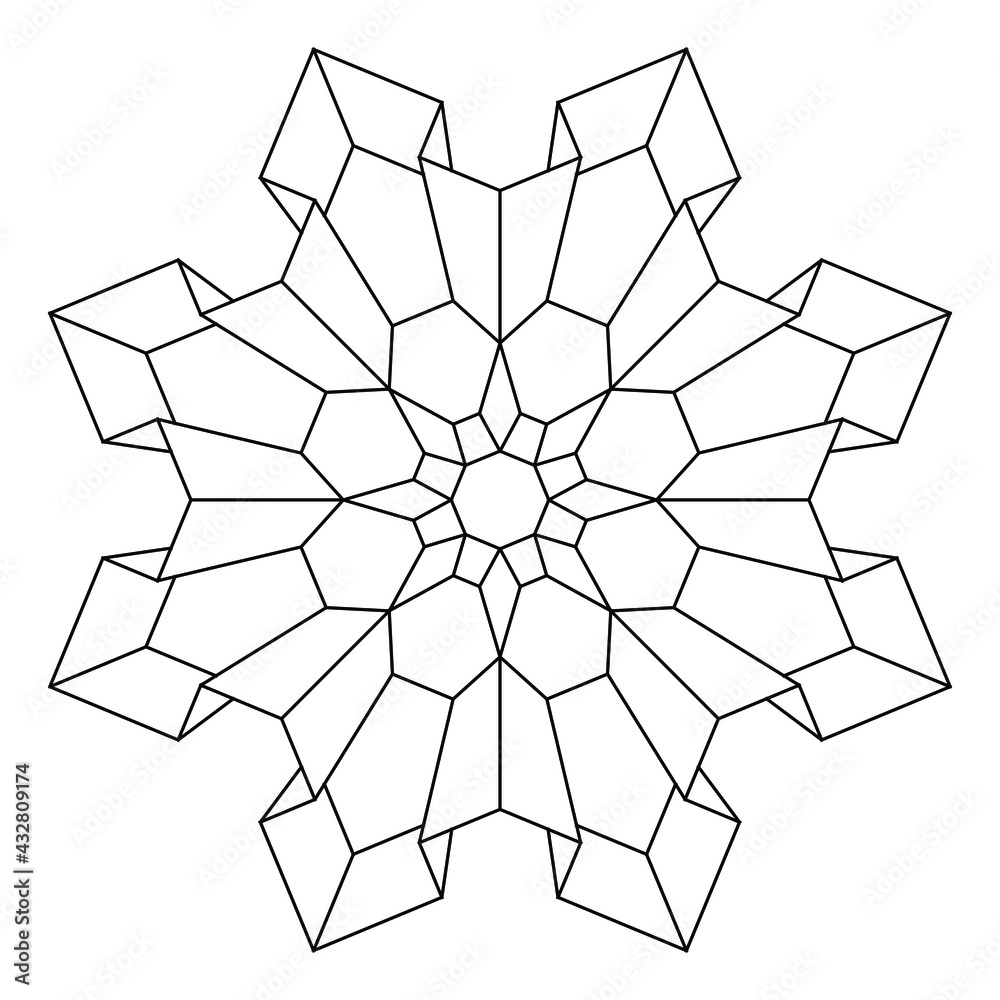 3-Dimensional Mandala Pattern Coloring Page. Coloring page of 3d ...