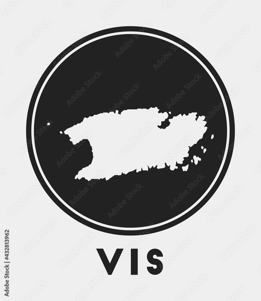 Vis icon. Round logo with island map and title. Stylish Vis badge with ...