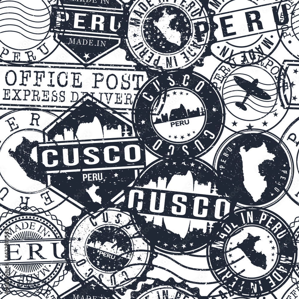 Cusco Peru Stamps Background. City Stamp Vector Art. Postal Passport ...