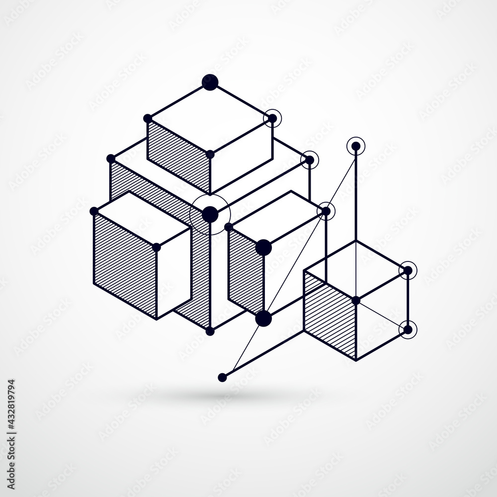 Engineering technological black and white vector 3D wallpaper made with ...