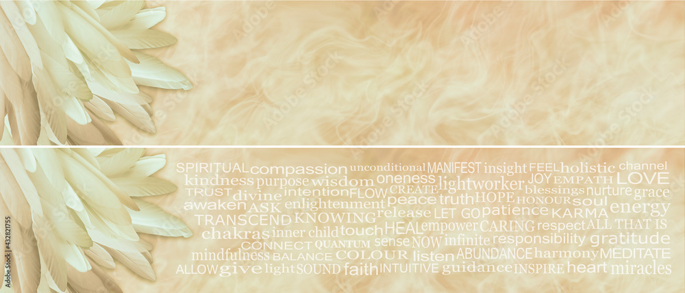 Angelic spiritual pale golden feathers background - wide wispy yellow ...