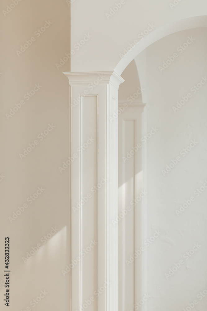 minimalistic architecture concept real white classic columns and arch ...