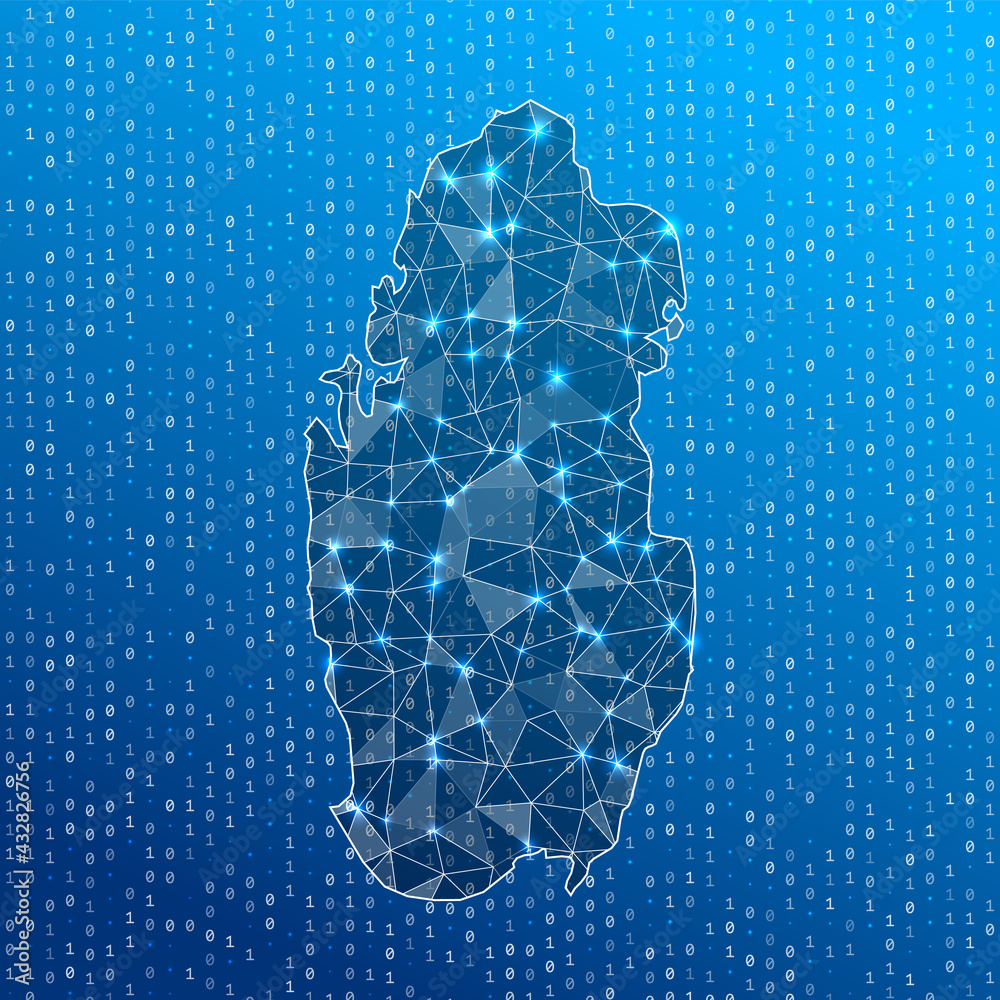 Network map of Qatar. Country digital connections map. Technology ...