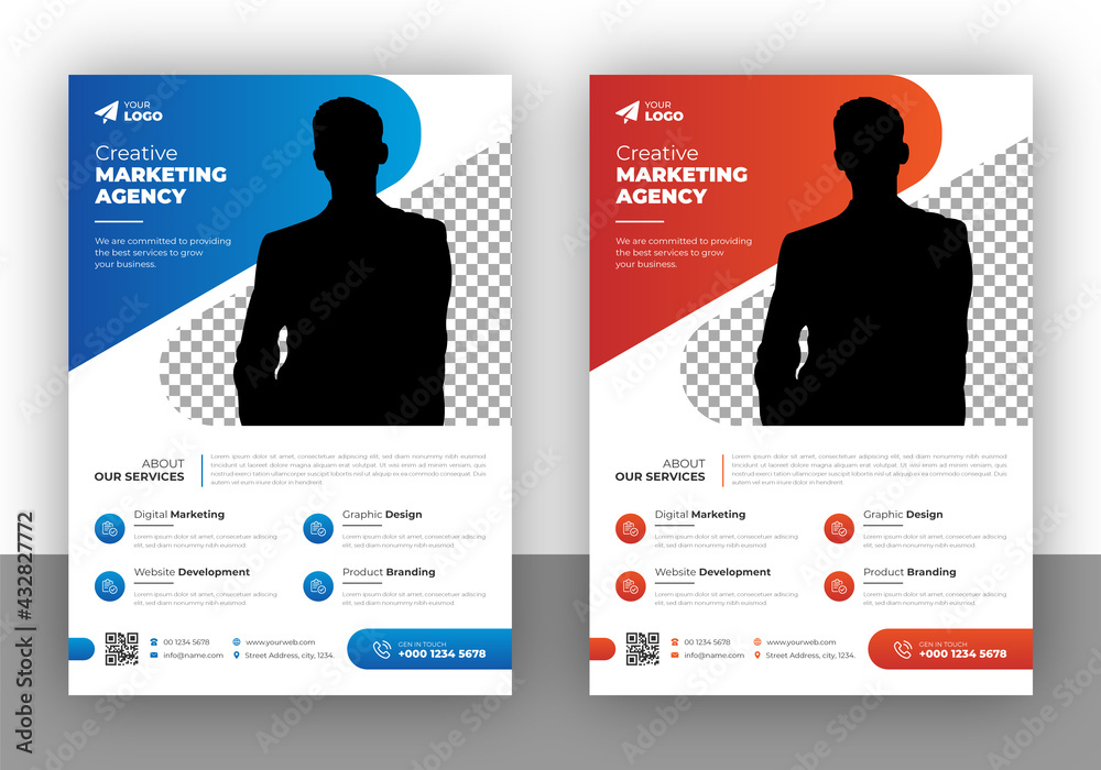 Corporate business flyer design template with colorful gradient and ...